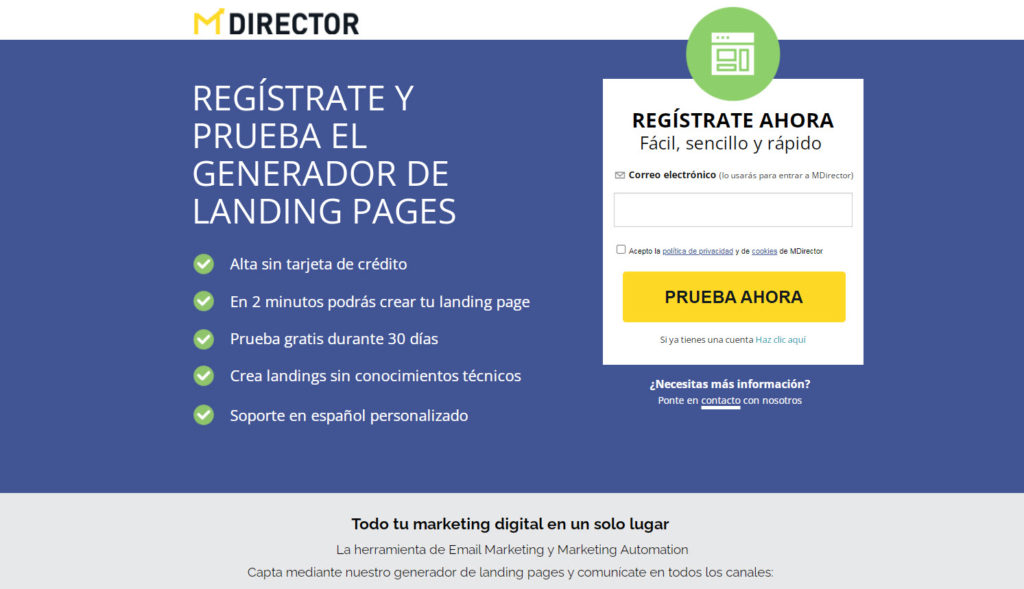 10 ejemplos de landing pages perfectas MDirector | MDirector